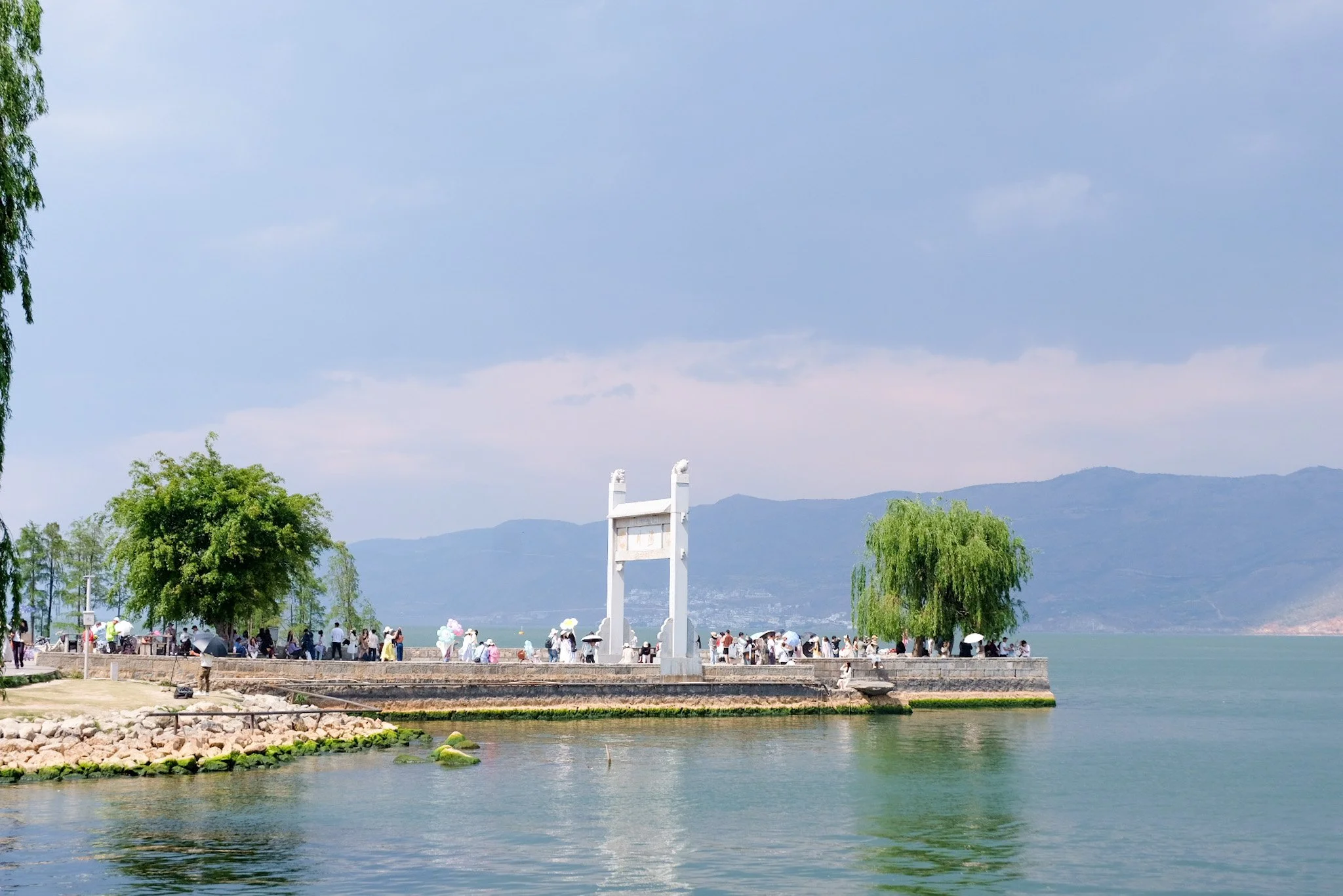 Strolling Along the Scenic Erhai Lake Park in Dali City, Yunnan
