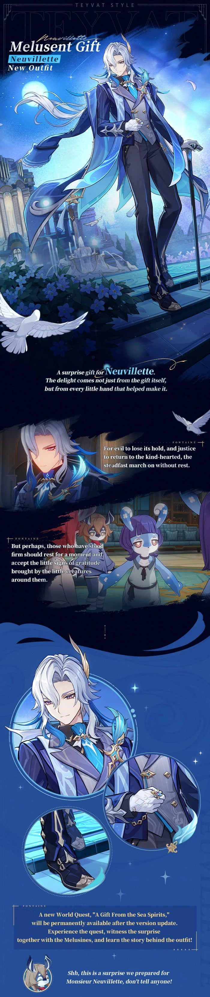 Neuvillette's New Outfit Showcase "Melusent Gift" — Animon Official