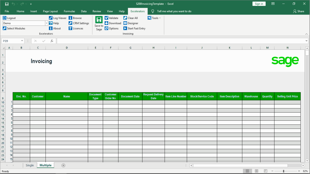 Sage 200 Invoicing, all from Excel — Codis