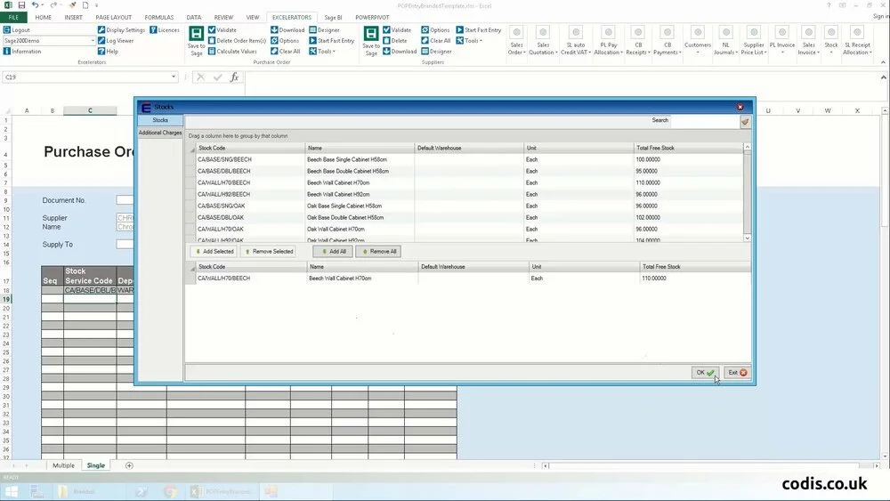 Import Purchase Orders from Excel to Sage 200 — Codis