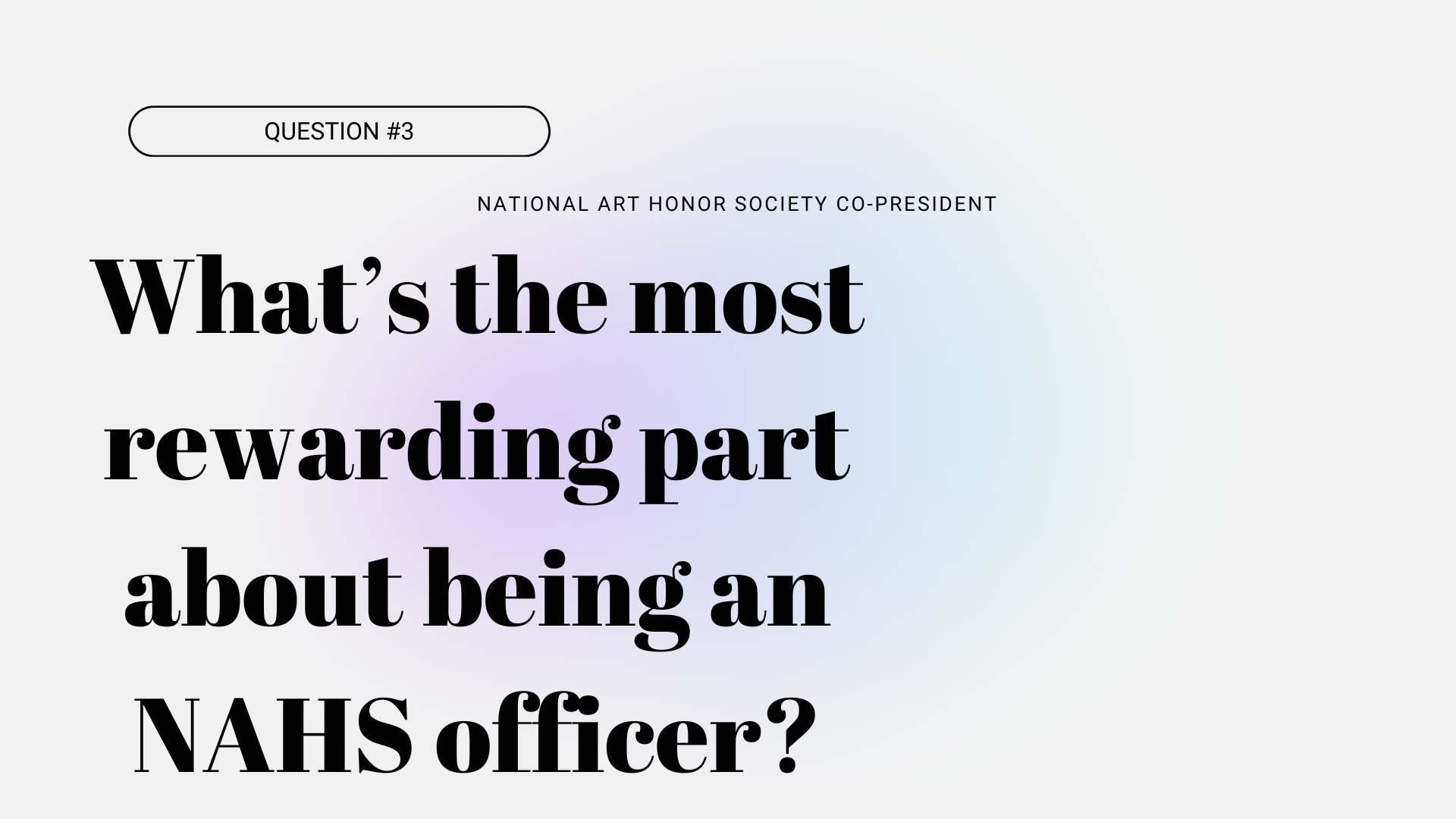Interview with NAHS — THE MUSE