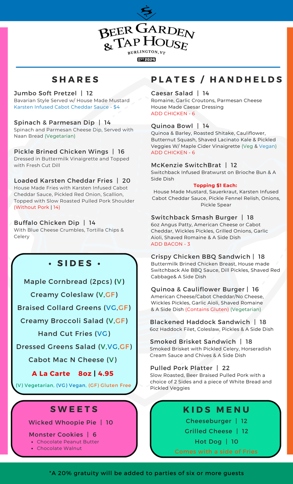 Menu — Switchback Brewing Co.