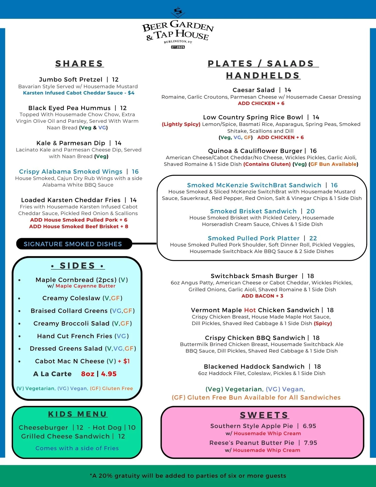 Menu — Switchback Brewing Co.