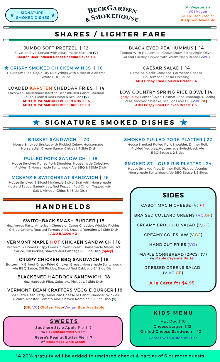 Menu — Switchback Brewing Co.