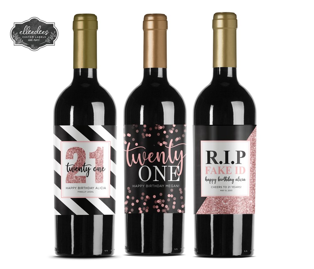 Happy Birthday Wine Bottle Labels