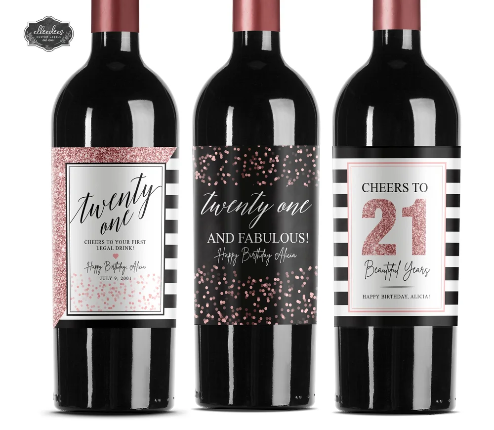 Happy Birthday Wine Bottle Labels