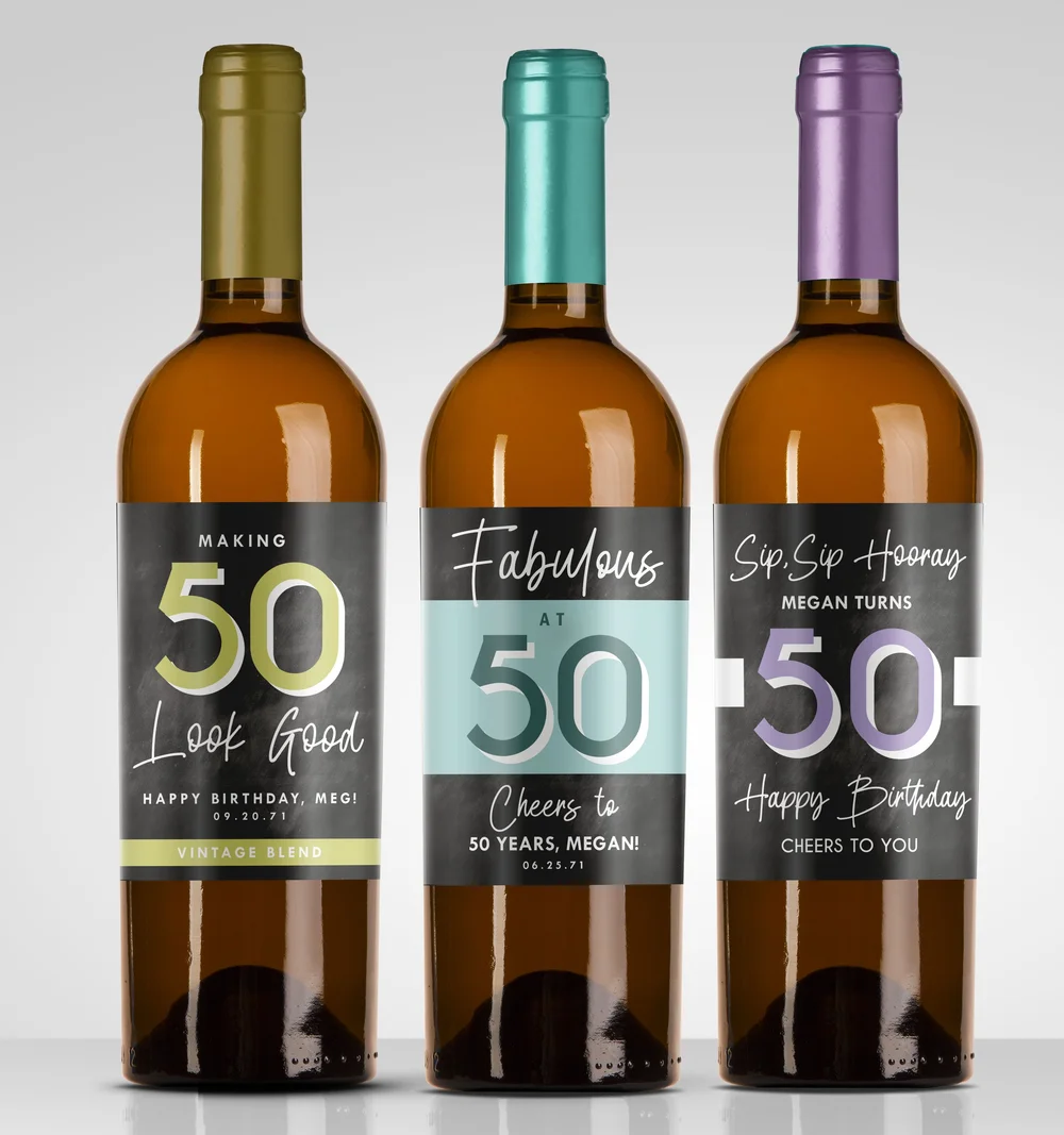 Happy Birthday Wine Bottle Labels