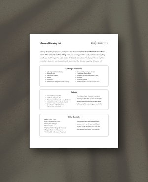 Suggested General Packing List — One Collective