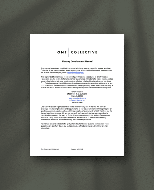 Ministry Development Manual — One Collective