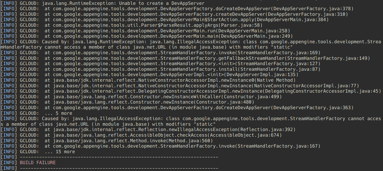IllegalAccessException when starting a local Google App Engine instance — Curious Lab