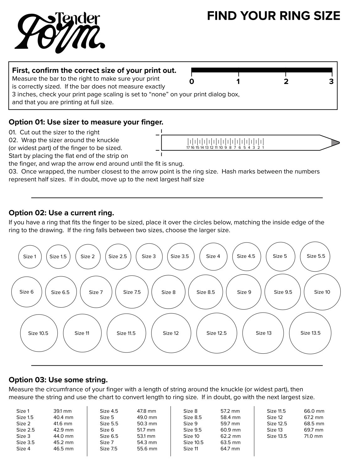 Ring Sizing — Tender Form