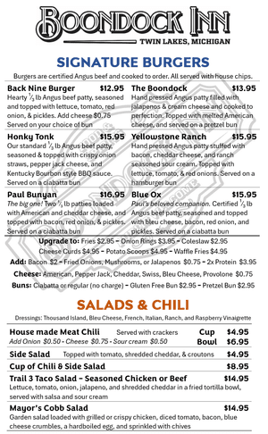 BAR & GRILL — Boondock Inn U.P. North Resort