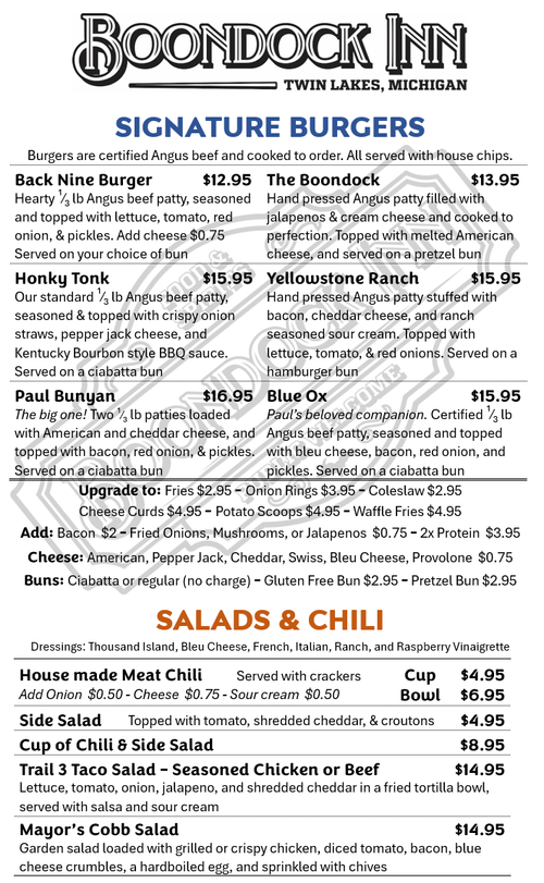 BAR & GRILL — Boondock Inn U.P. North Resort