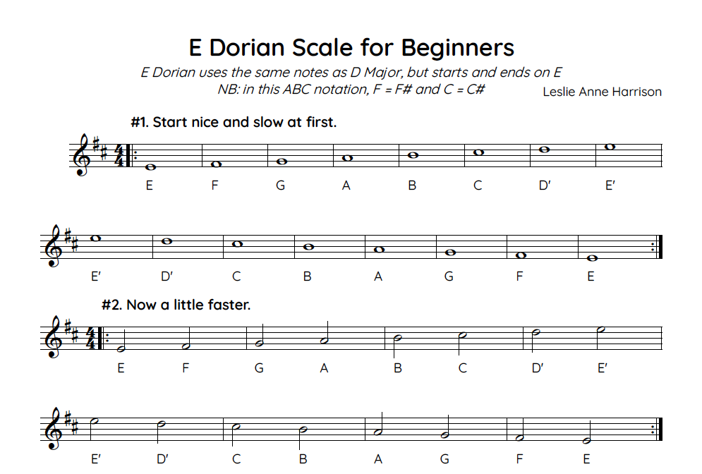 E Dorian Scale for Beginners — LESLIE ANNE HARRISON