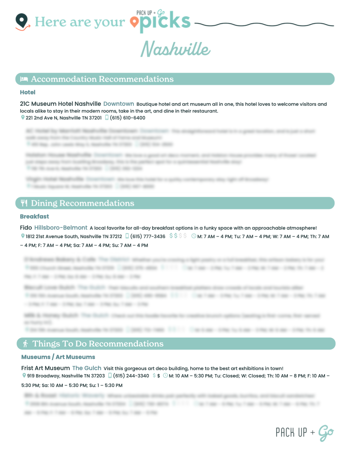 Picks Destination Guides — Pack Up + Go