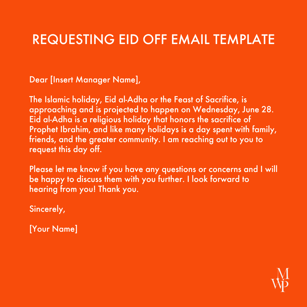 Request Eid-Al-Adha Off — Muslim Women Professionals