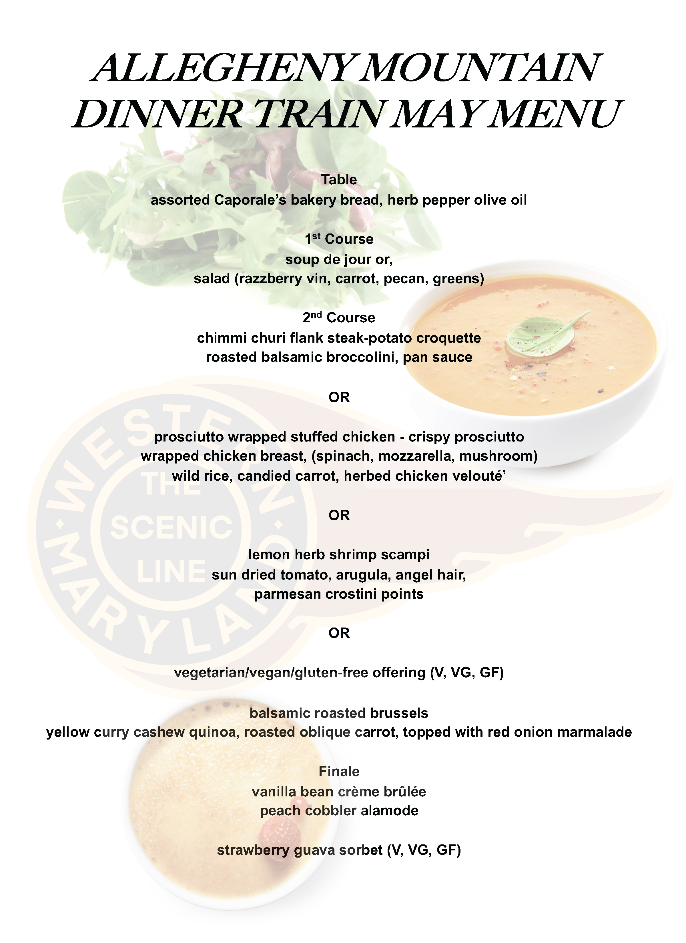 Dinner Menus — Western Maryland Scenic Railroad