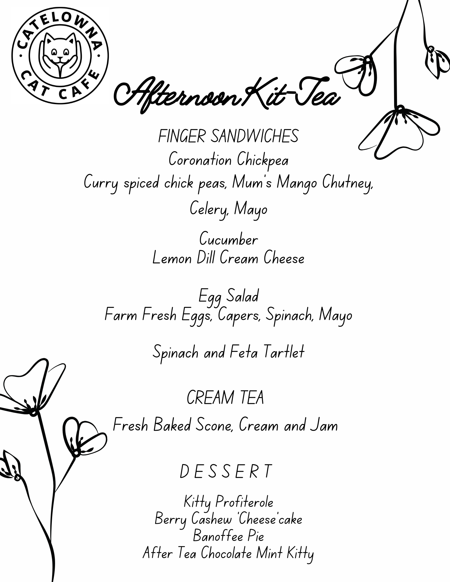 Afternoon Kit-Tea Menu — Catelowna