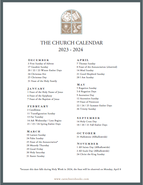 2024 Liturgical Calendar — Catechesis Books