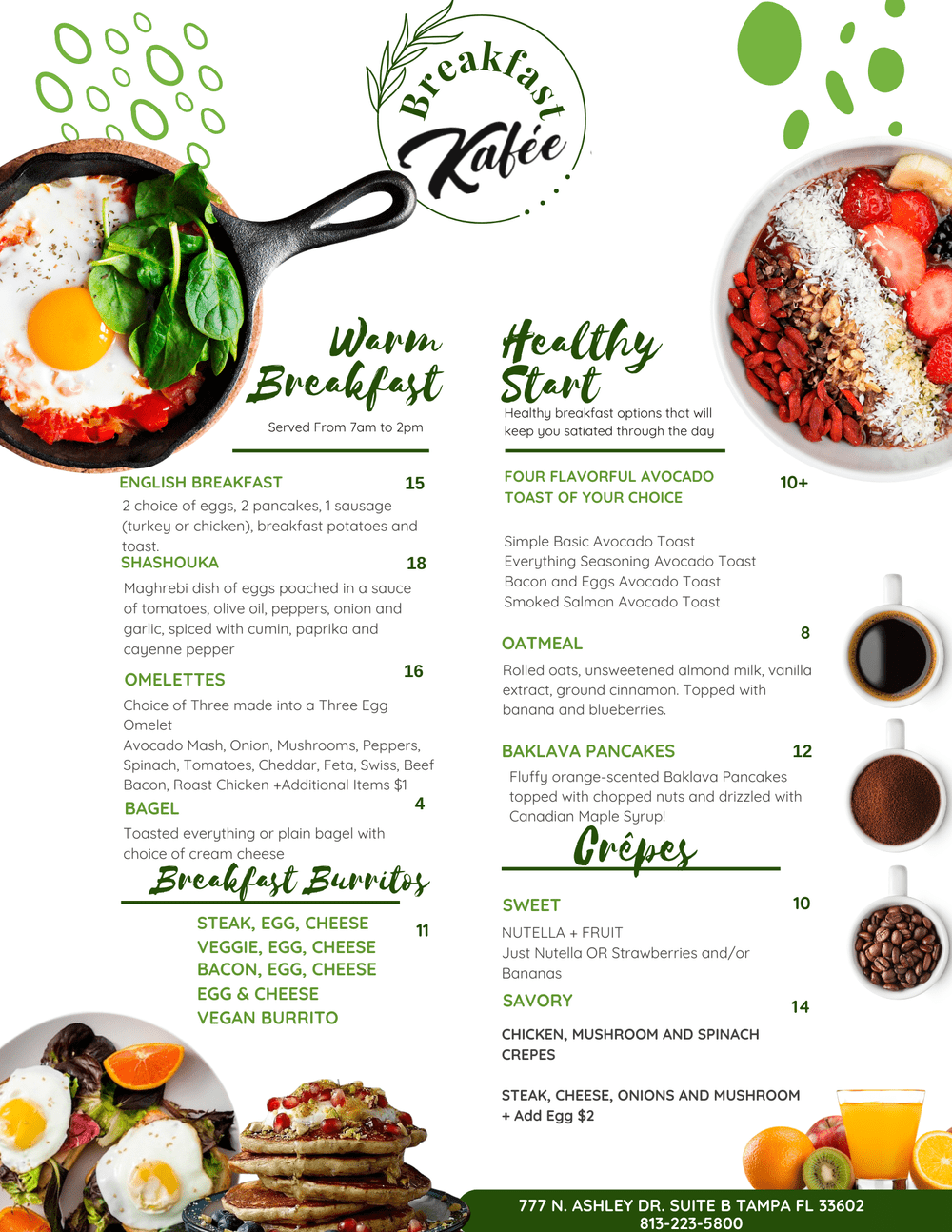 Menu — Tampa Breakfast By Kafee and Kabab