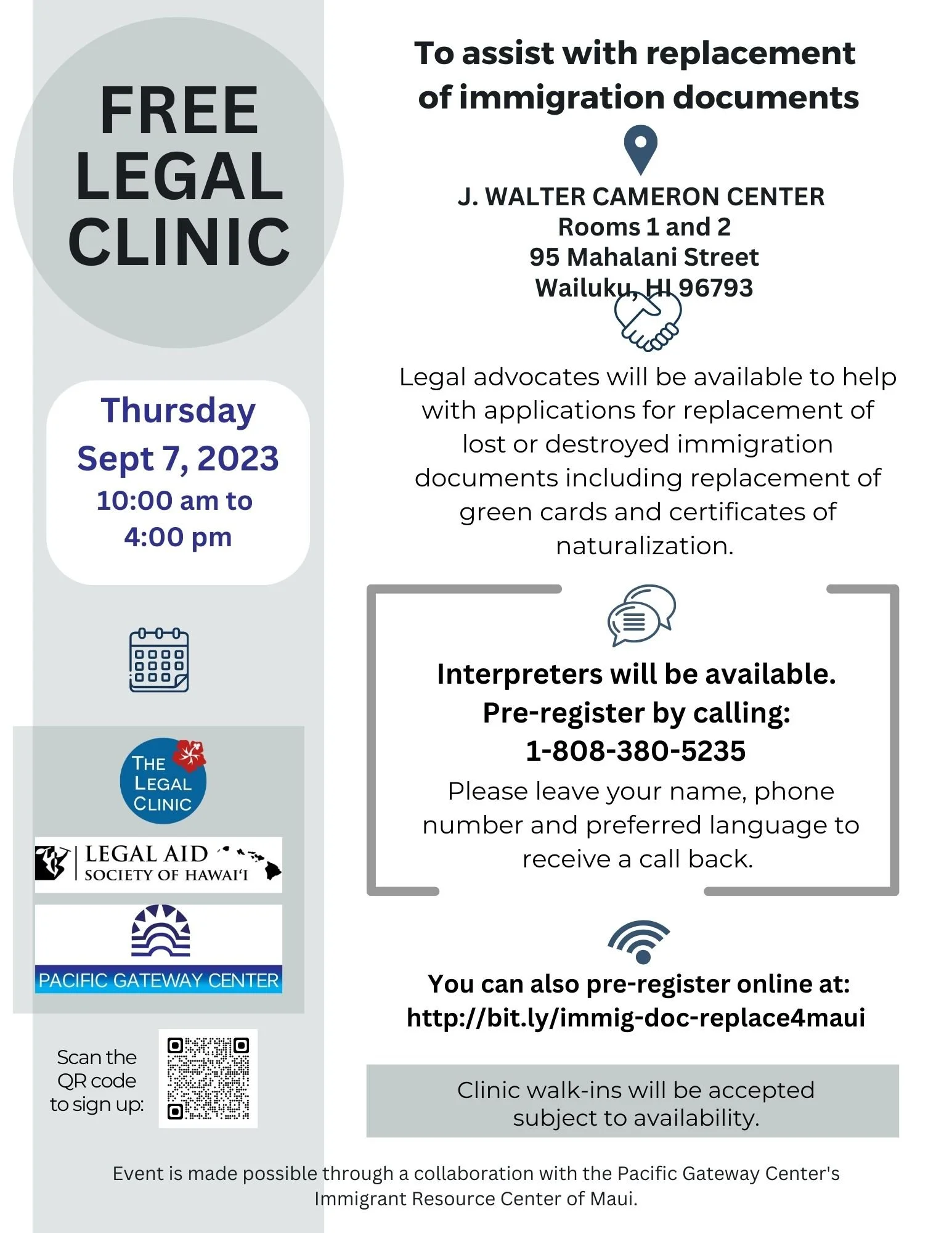 August Workshop Flyers — The Legal Clinic