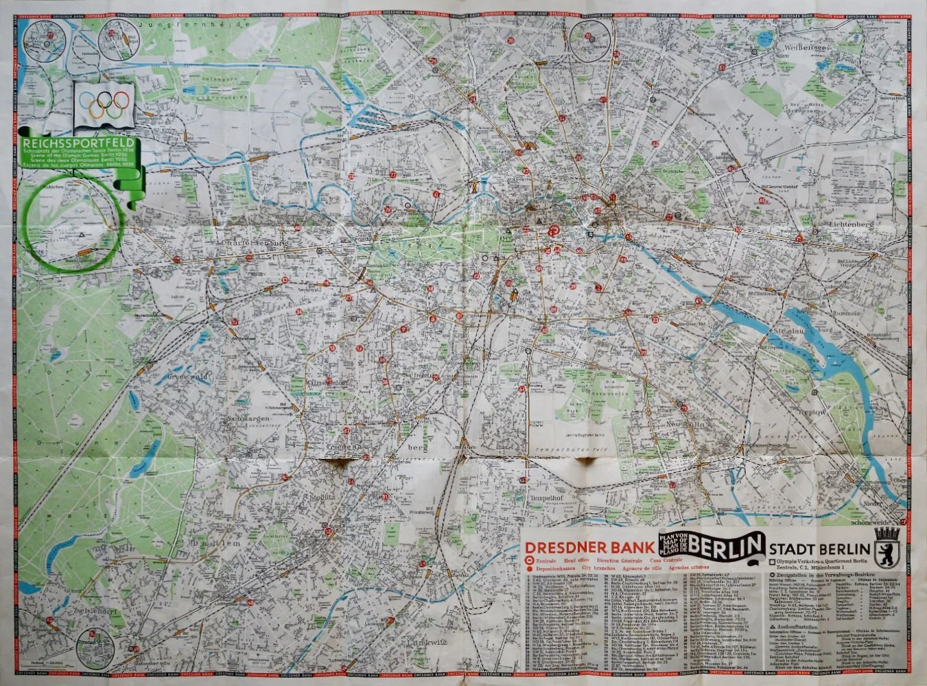 High Resolution Original Map of Berlin from the 1936 Summer Olympic ...