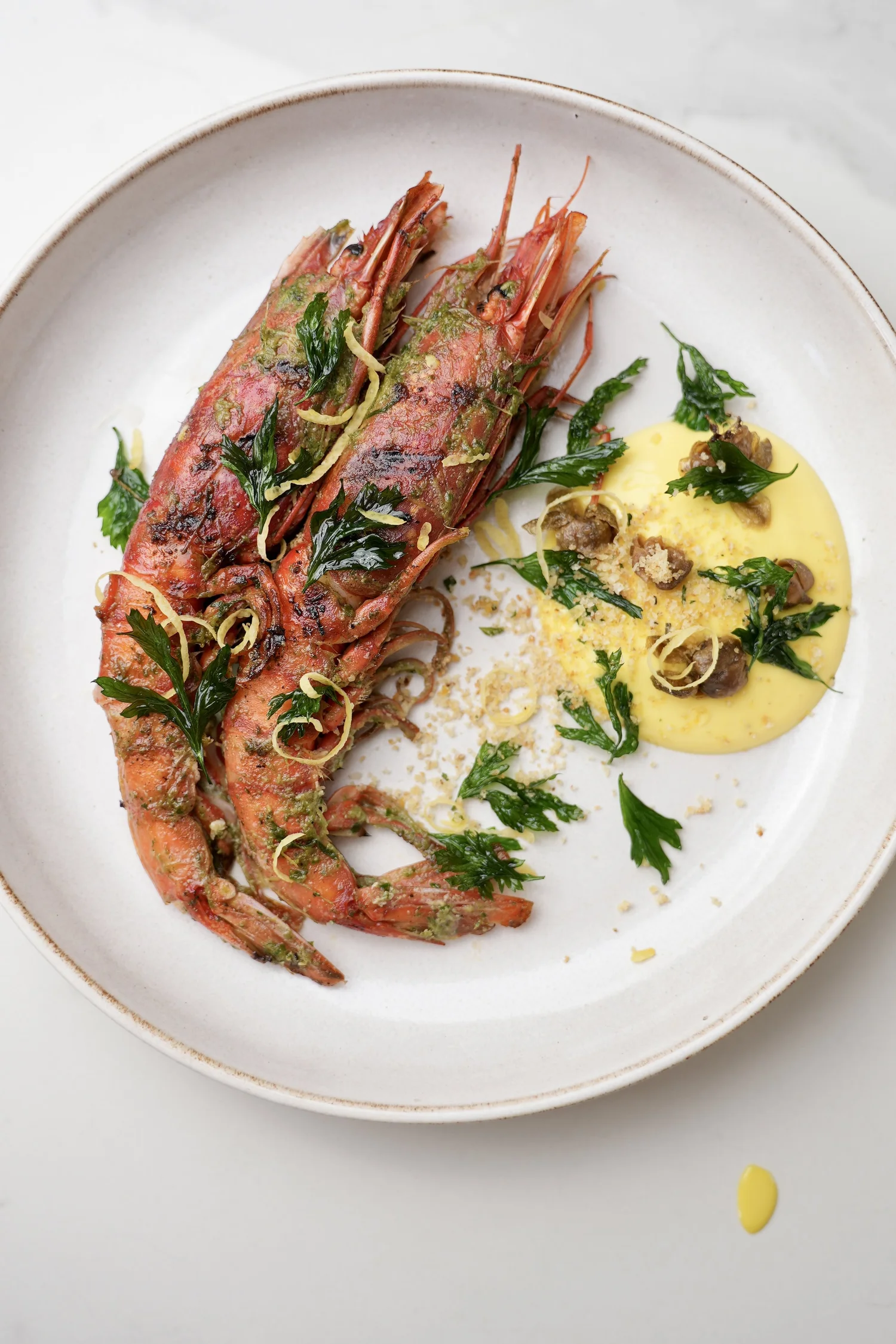 Chargrilled prawns with garlic mayo — Danilo Cortellini