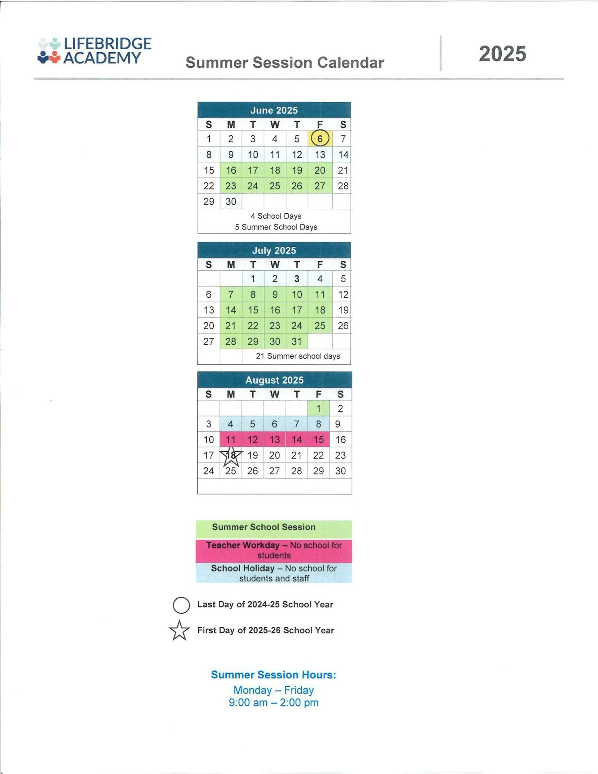 Calendar — Lifebridge Academy