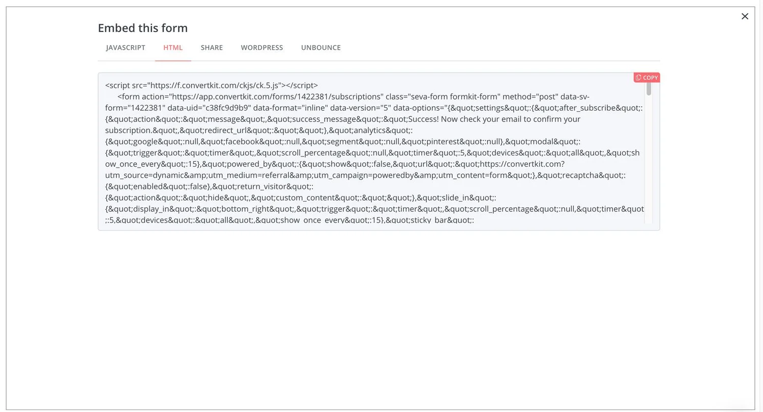 How to Embed a ConvertKit Form into Squarespace