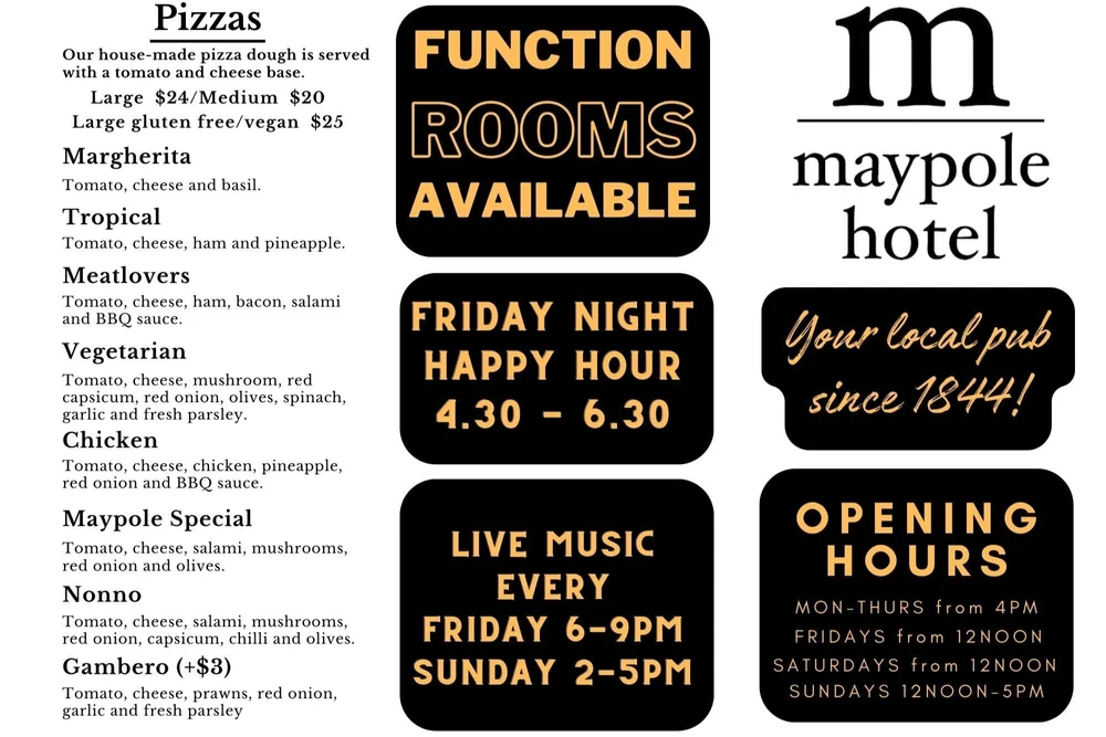 Menu — Maypole Hotel