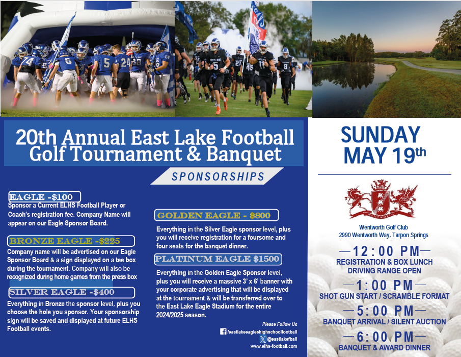 Annual East Lake Football Golf Tournament — EAST LAKE HIGH SCHOOL FOOTBALL