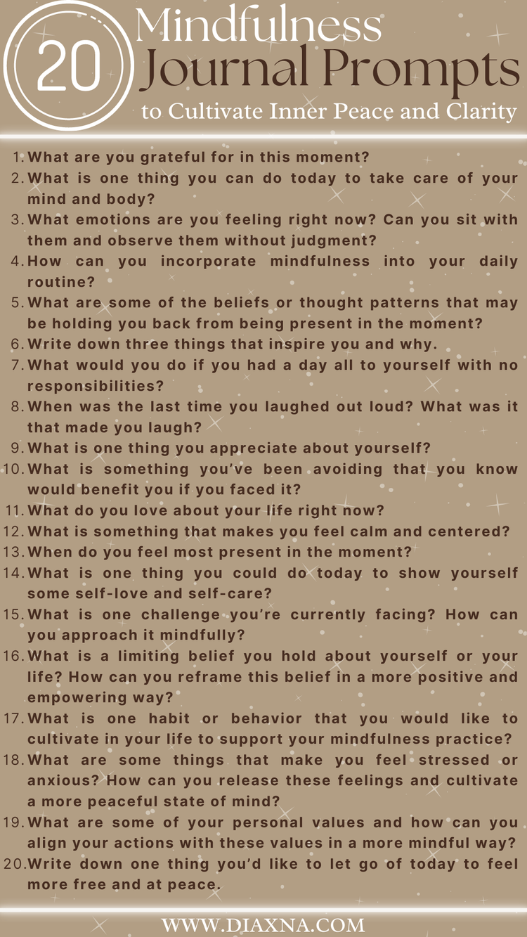 20 Mindfulness Journal Prompts to Cultivate Inner Peace and Clarity ...