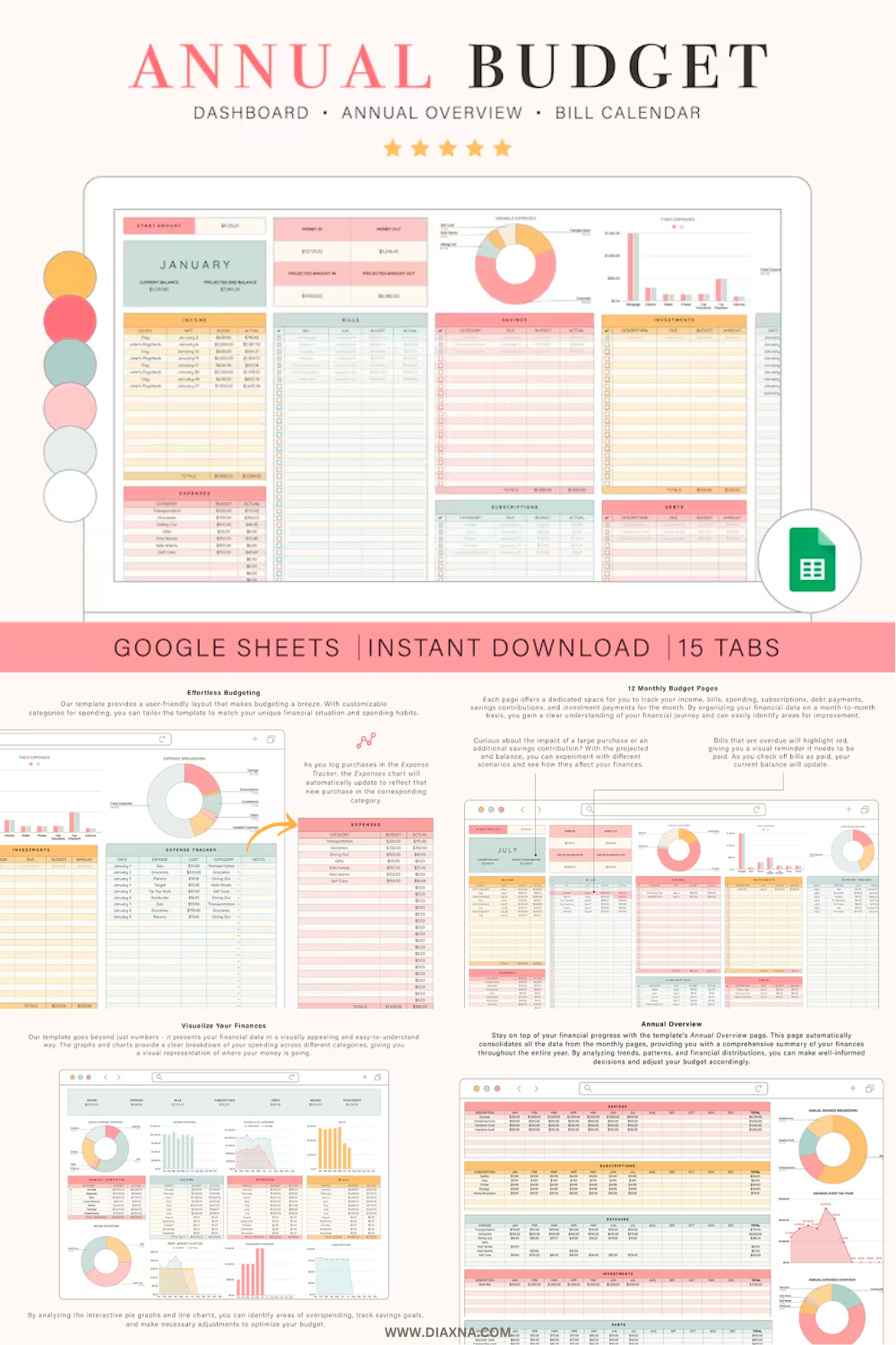 Optimize Your Finances: Annual Budget Spreadsheet for Google Sheets by ...