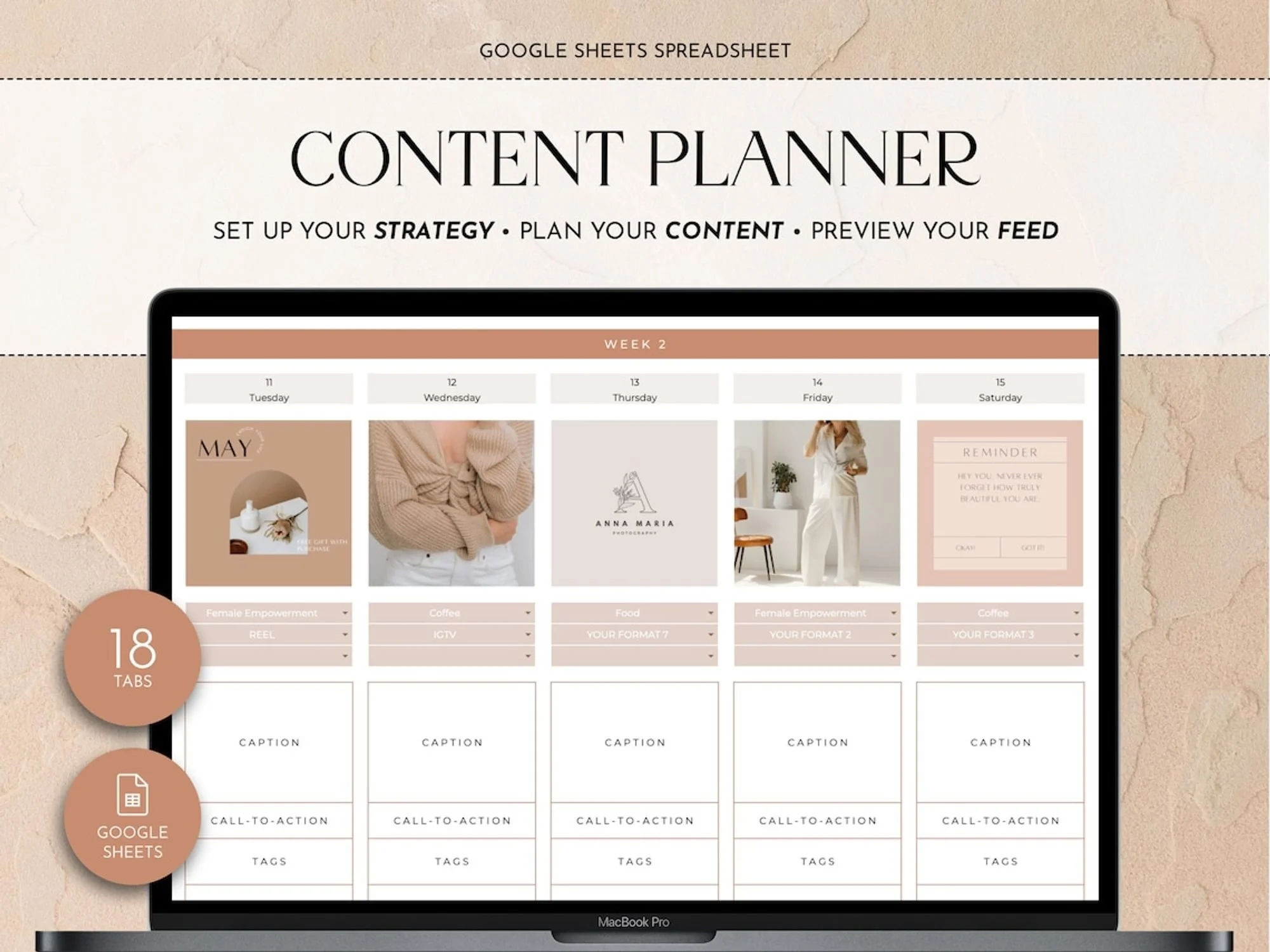 5 Social Media Content Planner Google Sheets AestheticsTemplates — DIAxNA