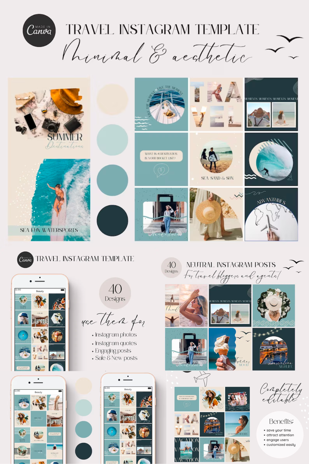 Elevate Your Travel Blog: Canva Editable Travel Instagram Templates by ...