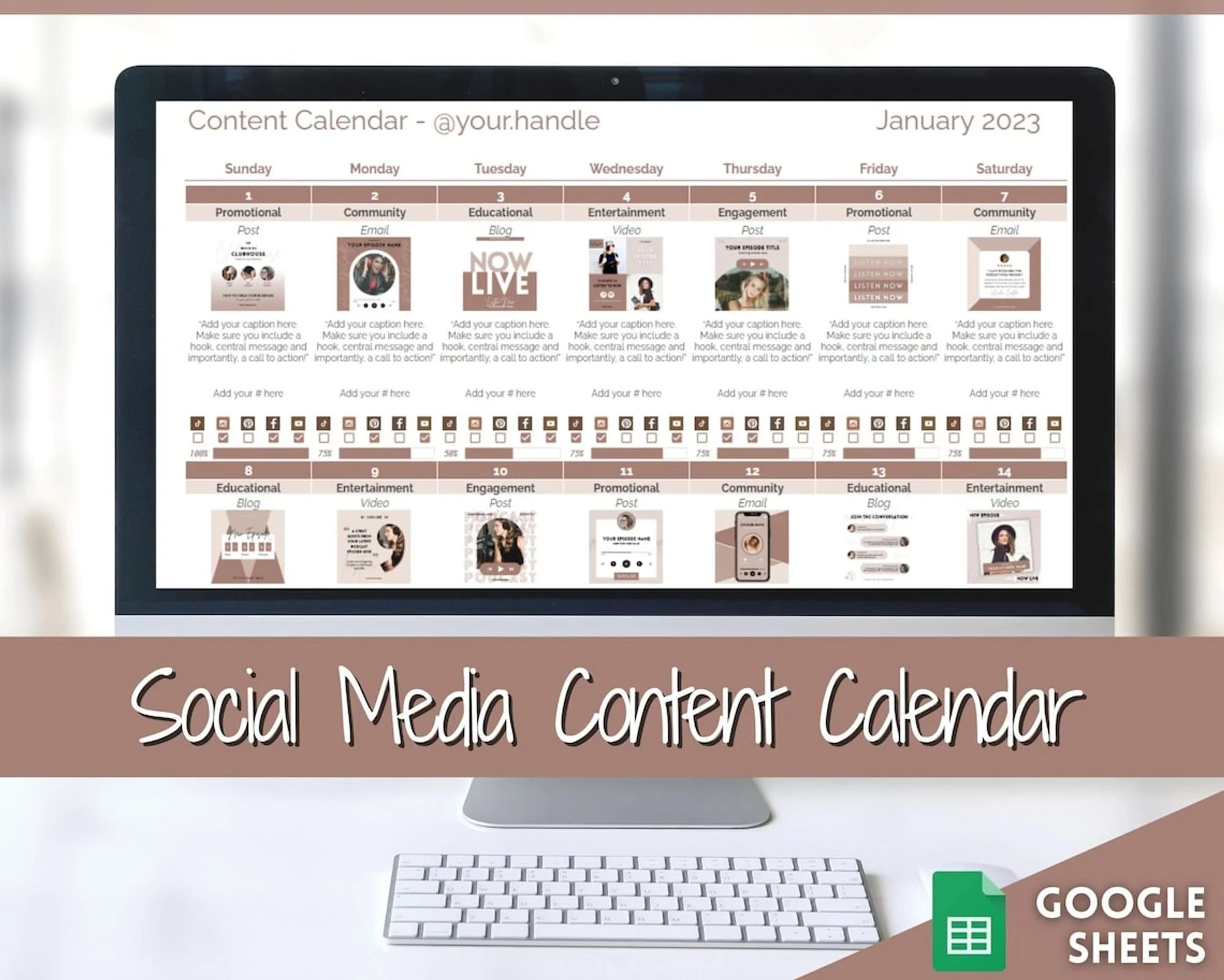 5 Social Media Content Planner Google Sheets AestheticsTemplates — DIAxNA