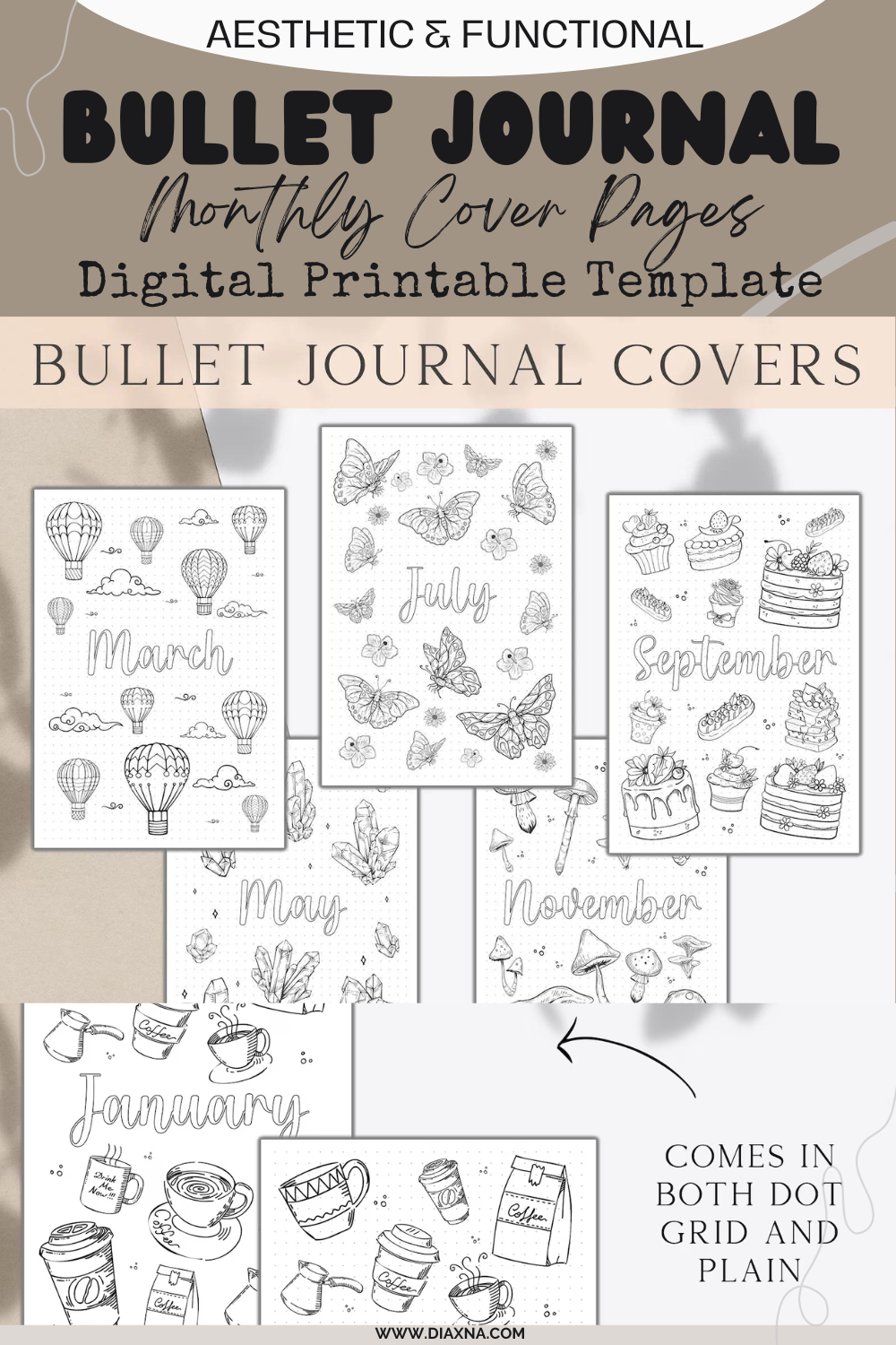 Elevate Your Bullet Journal: Explore 12 Monthly Cover Pages & Title ...