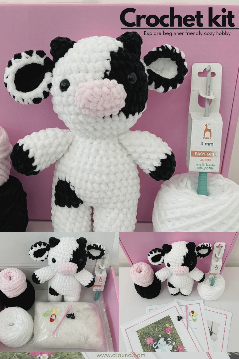 Beginner-Friendly Cozy Hobby: Crochet Cow Kit – Cute Dairy Cow ...