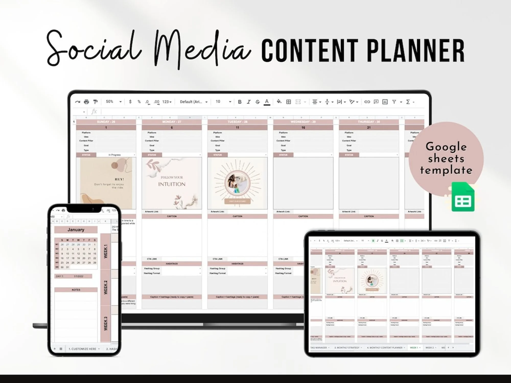 5 Social Media Content Planner Google Sheets AestheticsTemplates — DIAxNA