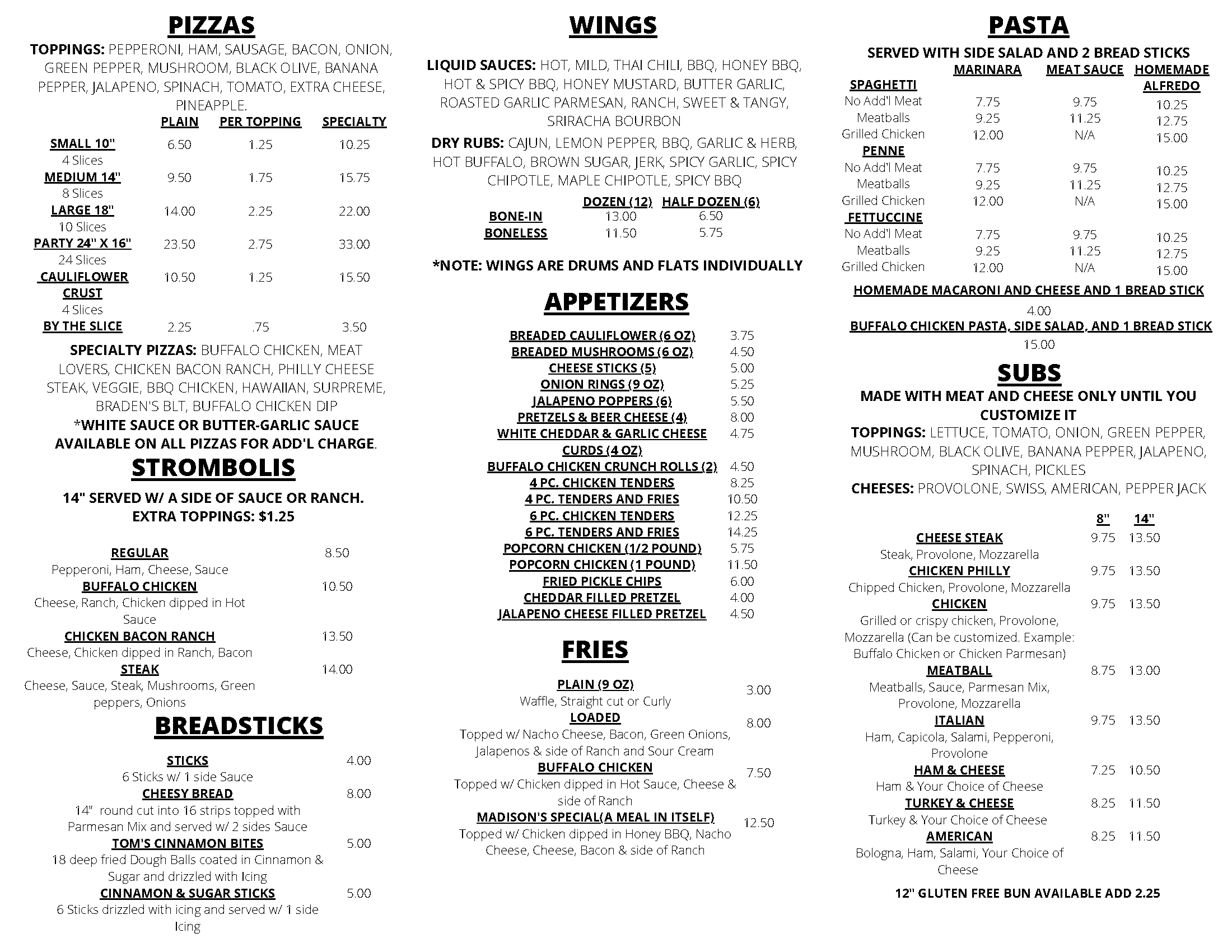 Menu — Lou Who's Pizza & Pasta
