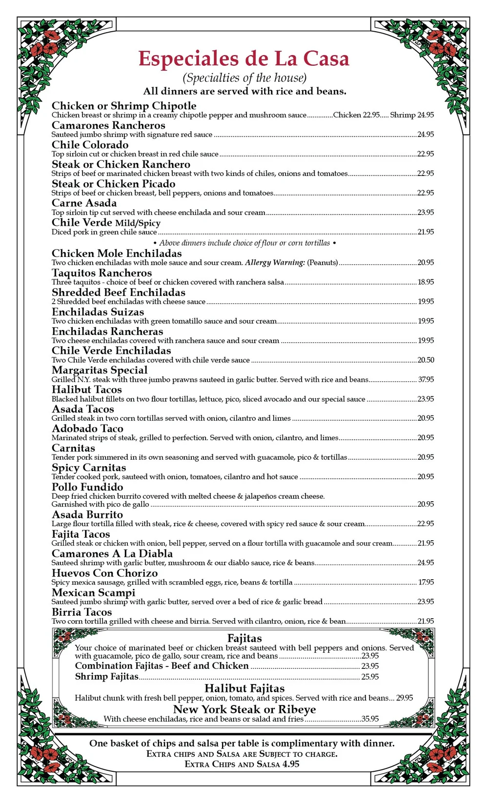 Menu — Las Margaritas Mexican & Italian Cuisine