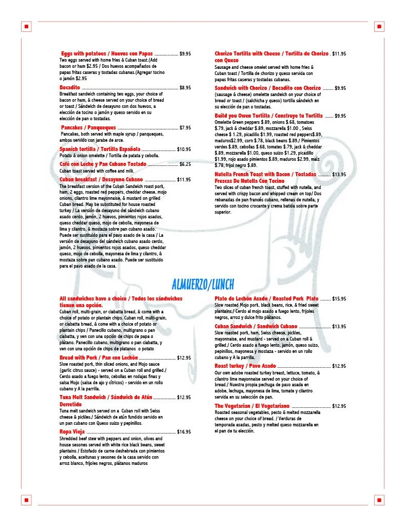 Menu — Café Reyes