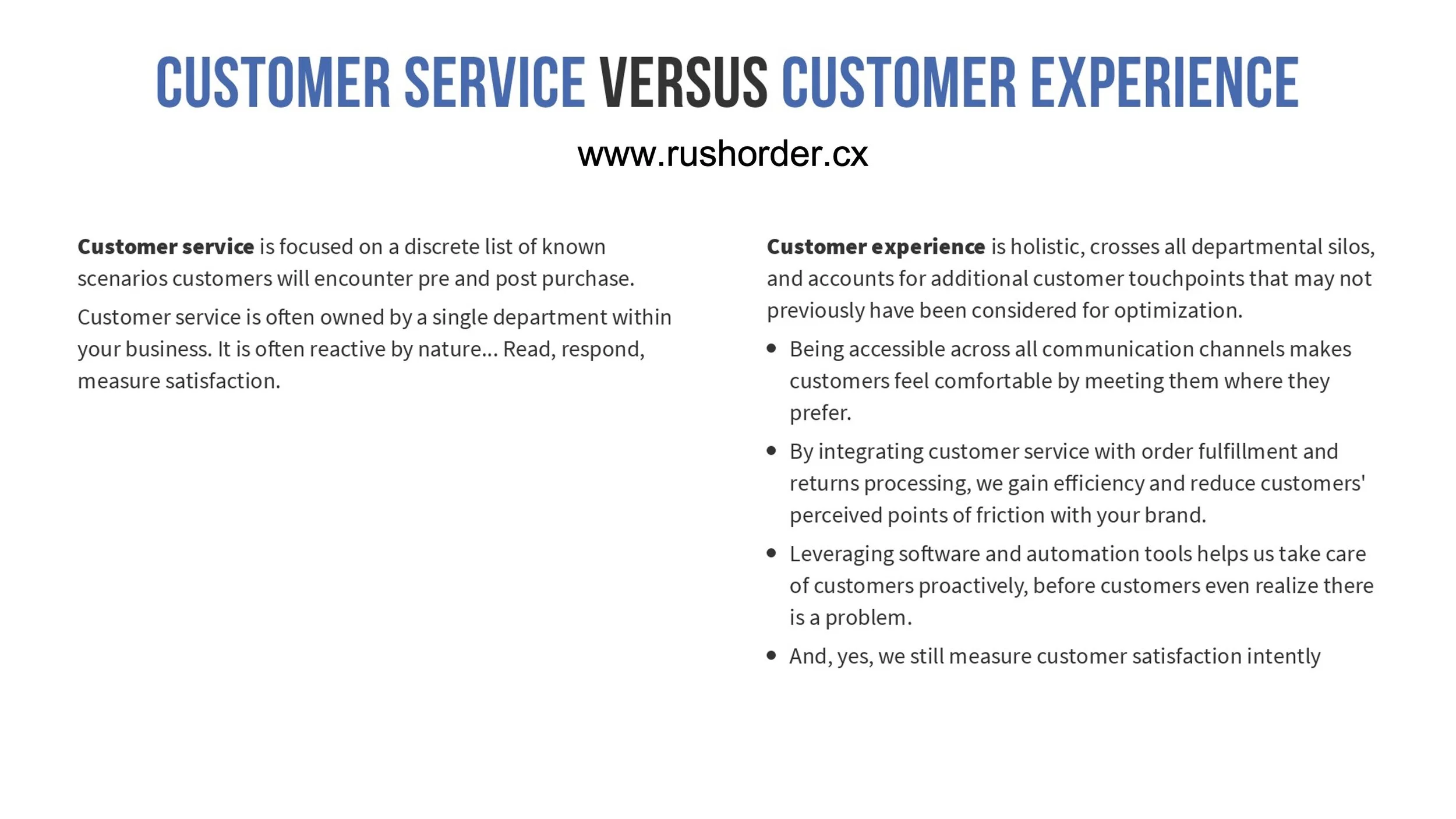 Difference between customer service and customer experience