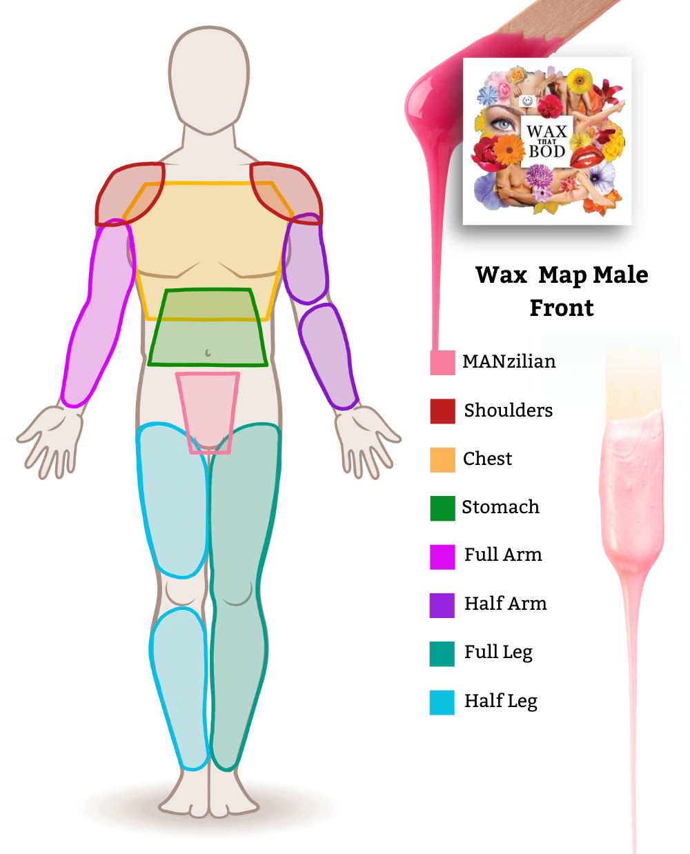 Female & Male Wax Maps Bundle — Wax That Bod Co. | $38.00 Brazilian Wax | Hard Wax | True Pros