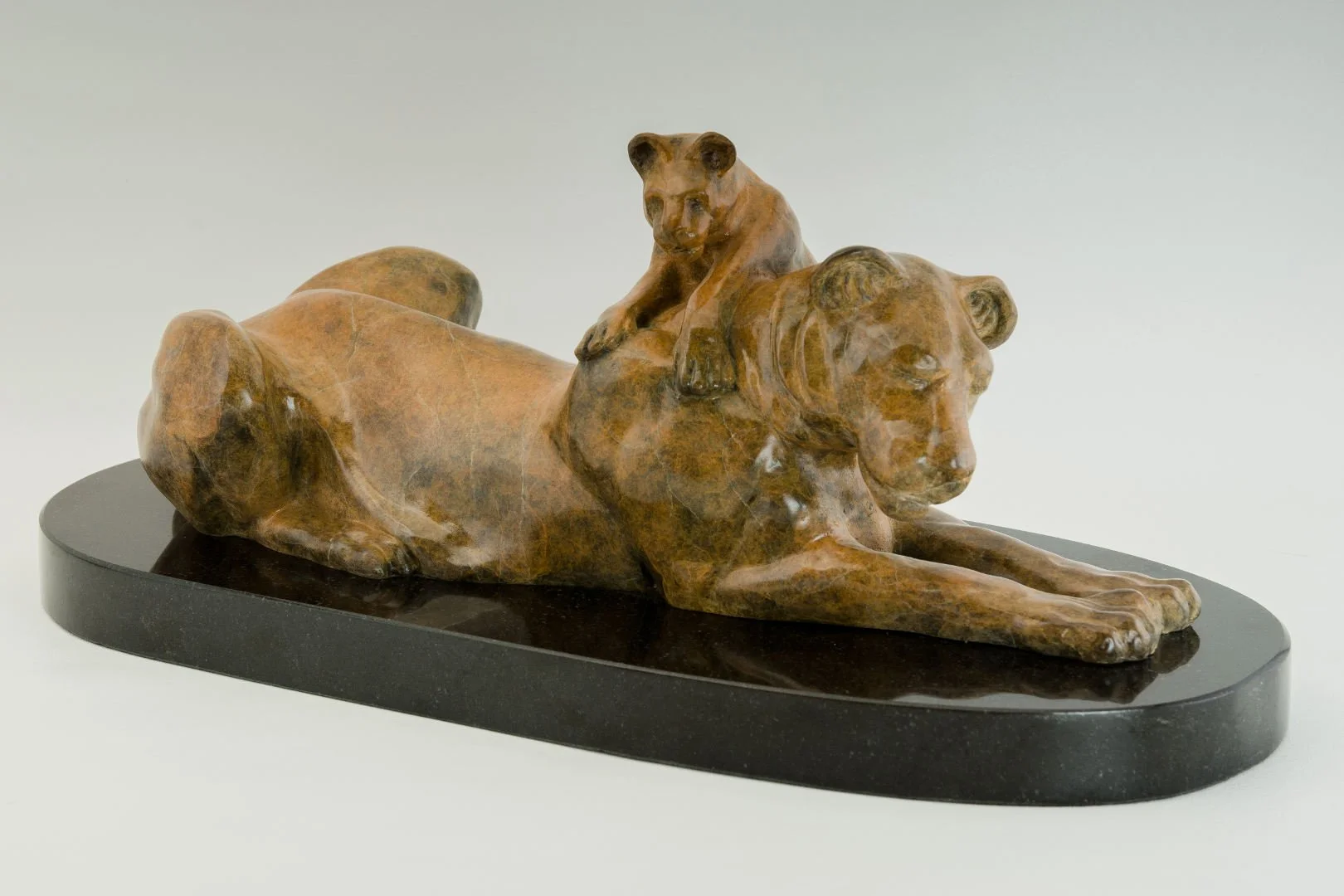 Lioness and Cub Bronze Sculpture — Terrence Robertson-Fall Fine Art