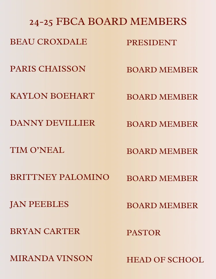 MEET THE BOARD — FBCA Moss Bluff