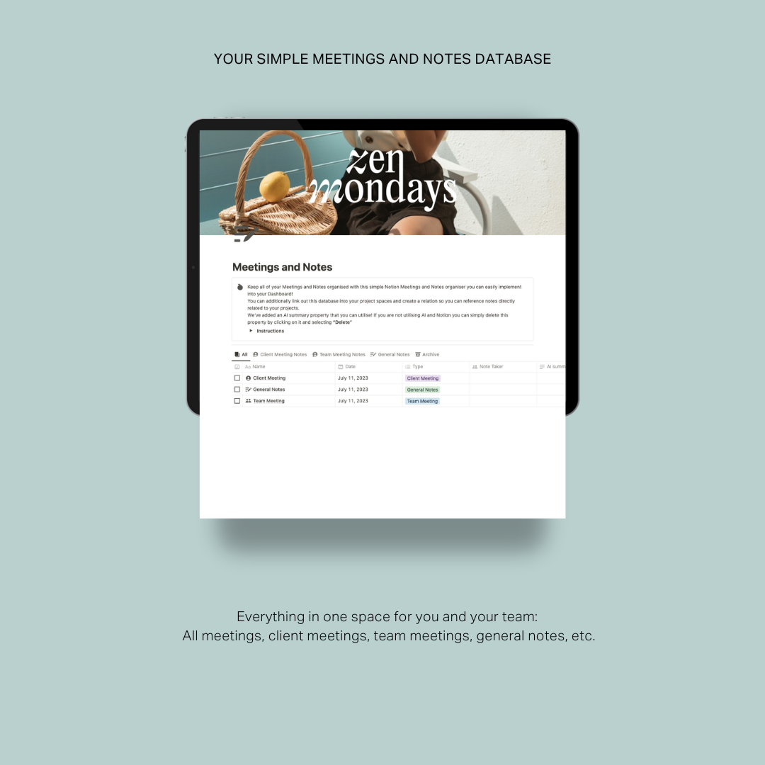 Zen Mondays — Free Notion Affiliates Space Template