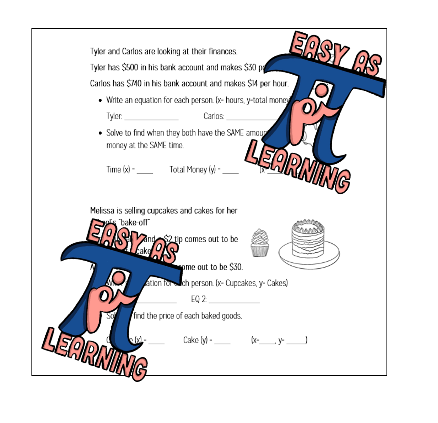 Linear Function Word Problems — EASY AS PI LEARNING