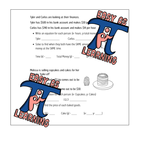 Linear Function Word Problems — EASY AS PI LEARNING