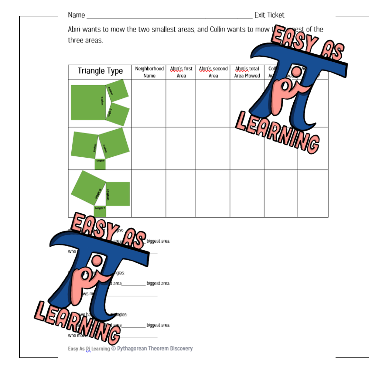 Linear Patterns (Discover Linear Equations) — EASY AS PI LEARNING